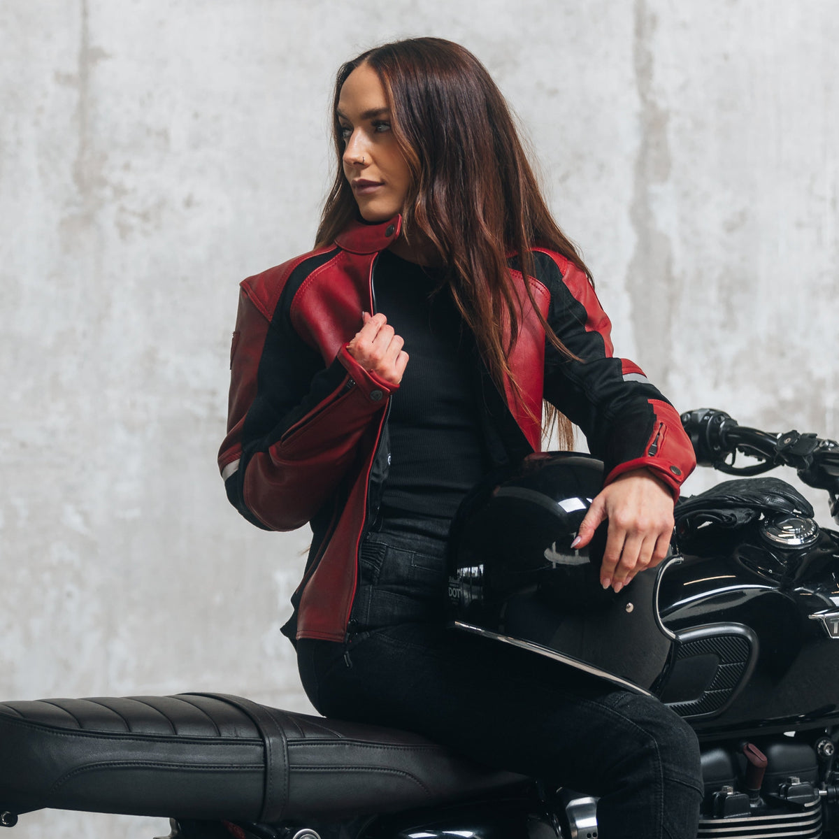 Fiona Red Leather Jacket – MotoGirl Ltd